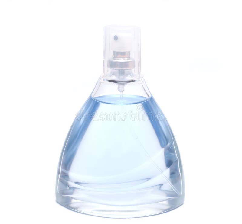 Botella de perfume azul imagen de archivo. Imagen de aislado - 12506055