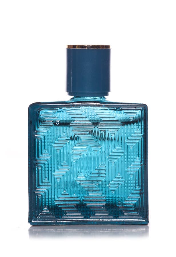 Perfume azul de la botella imagen de archivo. Imagen de salir - 37909153