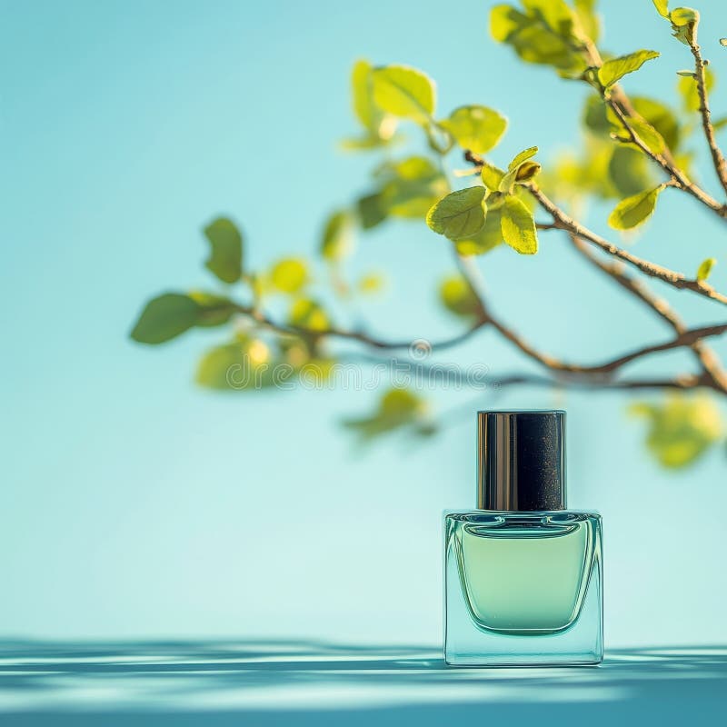 Perfume Bottle on the Background of the Spring Landscape. Vector ...