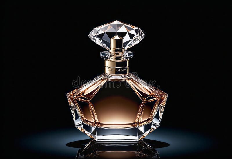 Perfume Bottle on a Black Background. a Crystal Bottle Stock ...