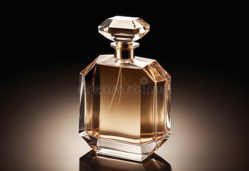 Perfume Bottle on a Black Background. a Crystal Bottle Stock ...