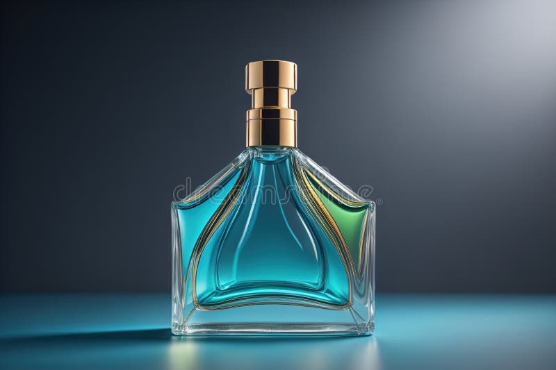 Perfume Bottle on a Blue Background. Generative Ai Stock Illustration ...
