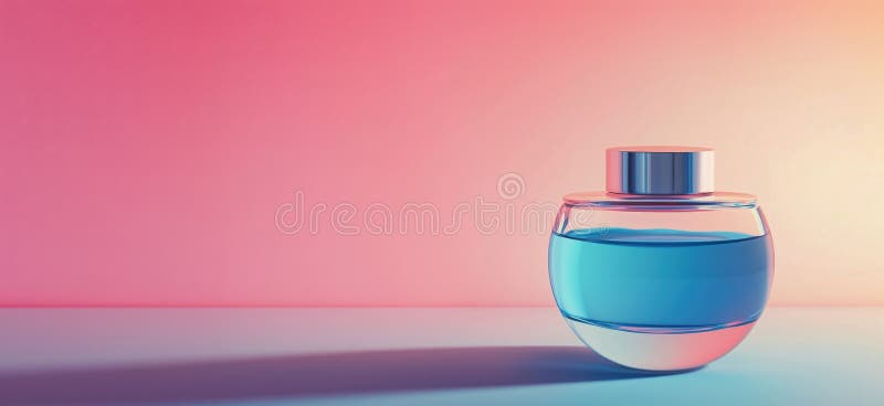 Perfume Bottle with Blue Liquid, Elegant Design, Soft Gradient ...