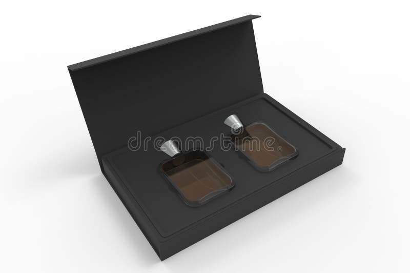 Perfume Bottle and Box, Mock Up Template Stock Illustration ...