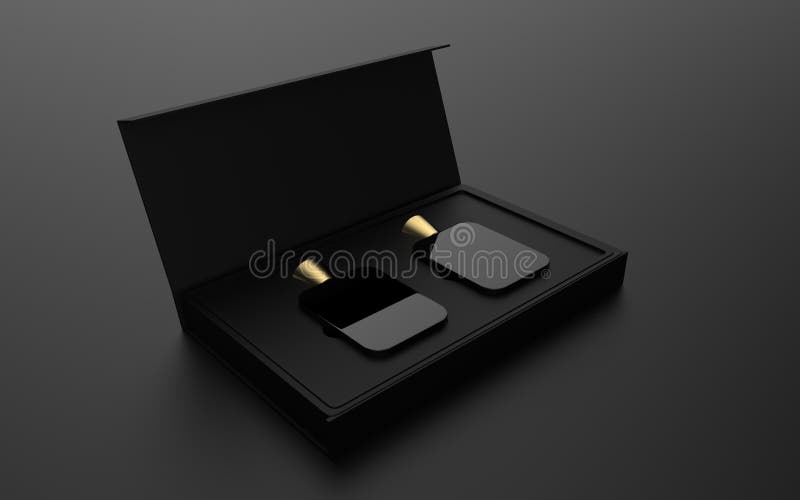 Perfume Bottle and Box, Mock Up Template Stock Illustration ...
