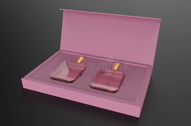 Perfume Bottle and Box, Mock Up Template Stock Illustration ...
