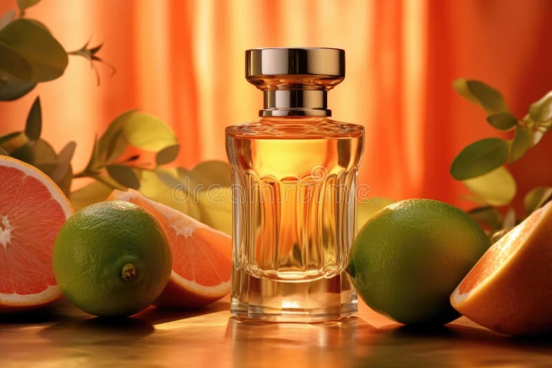 Perfume Bottle on Citrus Background. AI Generated Stock Image - Image ...