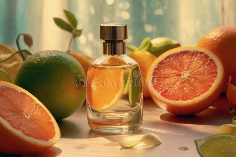 Perfume Bottle on Citrus Background. AI Generated Stock Image - Image ...