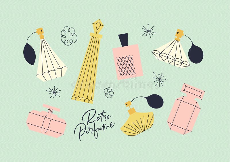 Perfume Bottle Collection Green Color Stock Vector - Illustration of ...