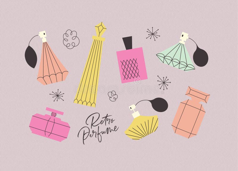 Perfume Bottle Collection Violet Color Stock Vector - Illustration of ...