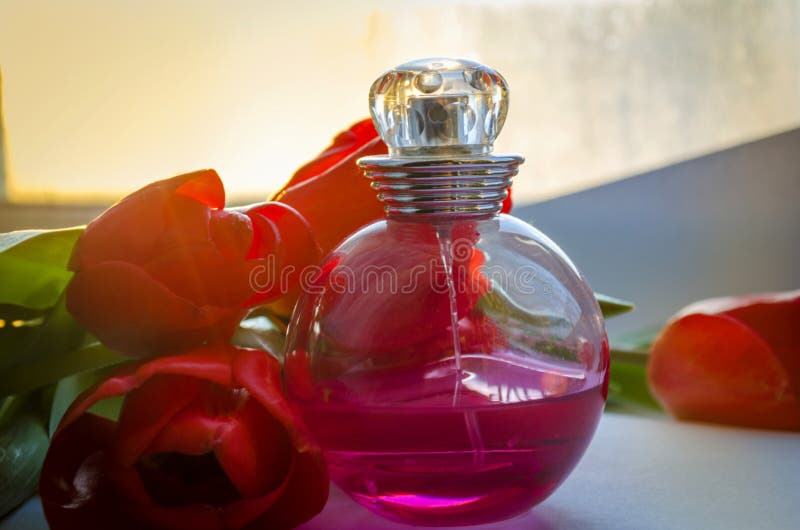 Perfume Bottle with Floral Spring Scent Stock Image - Image of perfume ...