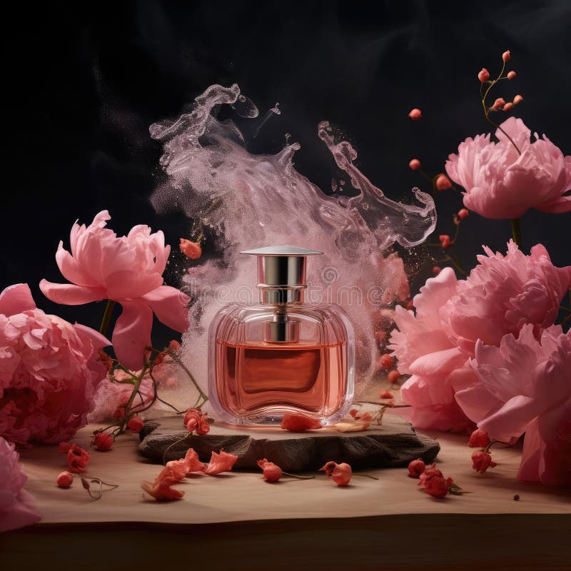 Perfume bottle and flowers stock illustration. Illustration of ...