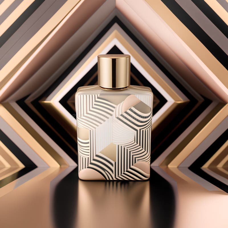 Perfume Bottle on a Geometric Background. 3D Rendering Stock ...