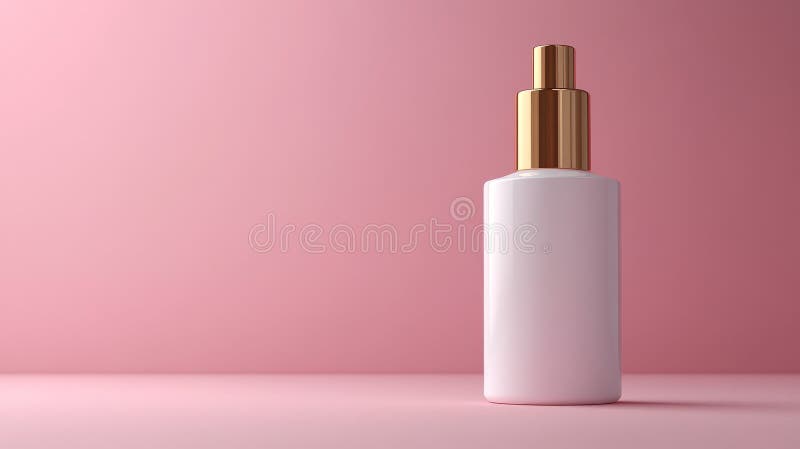 Perfume Bottle with Gold Cap on a Pink Background. Stock Photo - Image ...