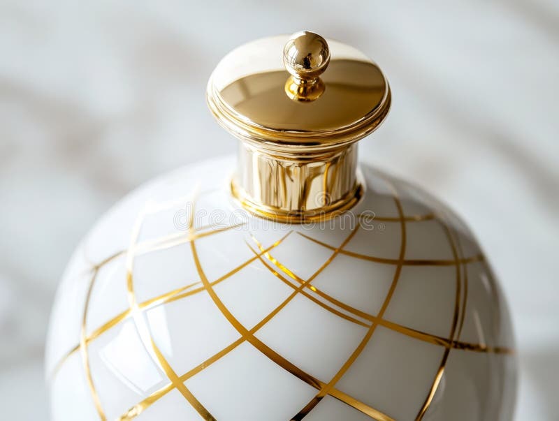 Perfume Bottle with Golden Pattern on White Background. 3D Rendering ...