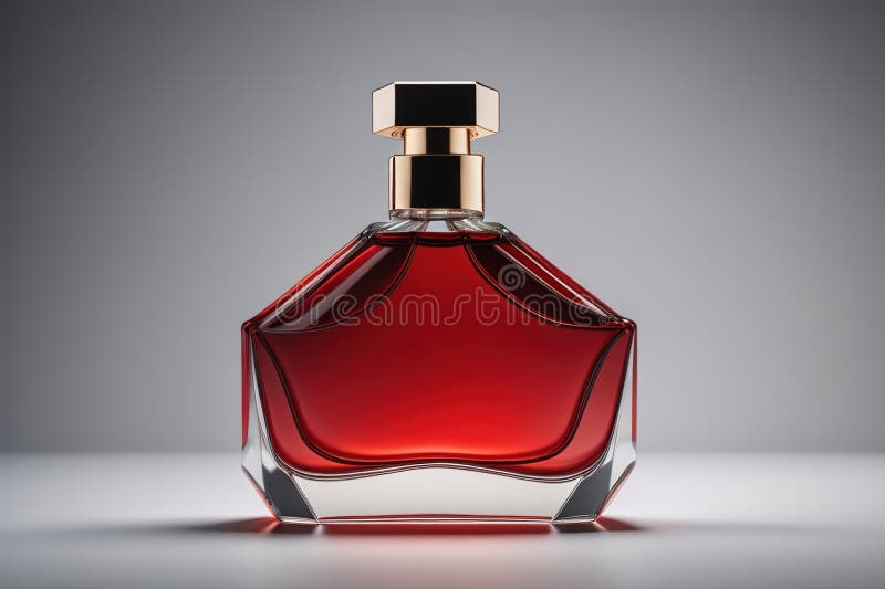 Perfume Bottle with Red Liquid on Dark Background. Generative Ai Stock ...