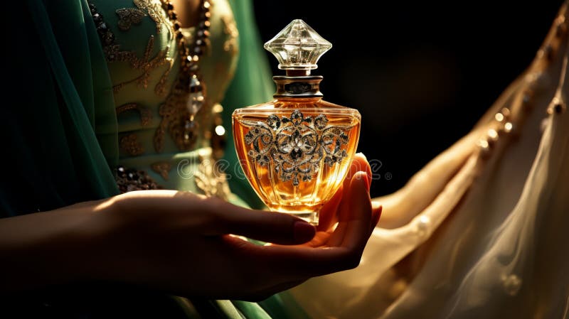 Perfume Bottle Held Delicately by a Model S Hand, AI Generative Stock ...