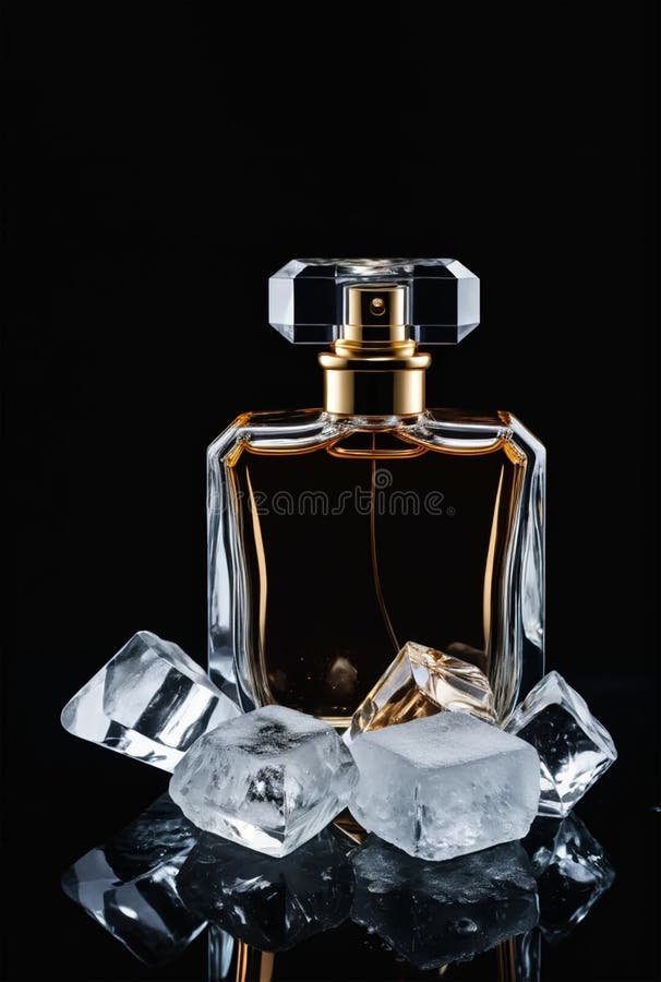 Perfume and Ice on a Dark Background Stock Illustration - Illustration ...
