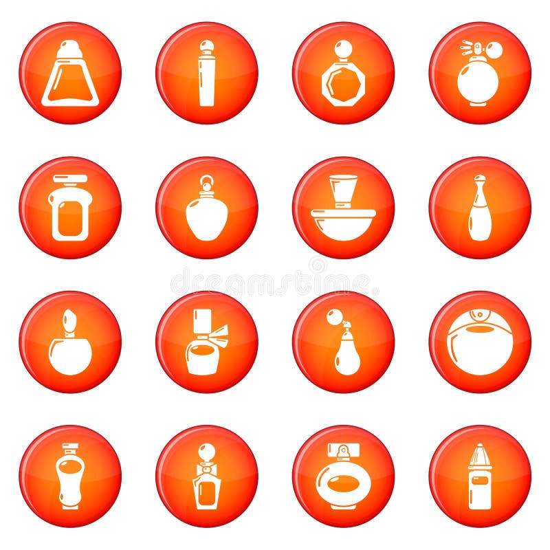Perfume Bottle Icons Set Red Vector Stock Vector - Illustration of ...