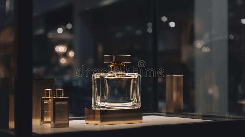 Perfume Bottle in a Minimalist Style on a Shop Window. Stock ...