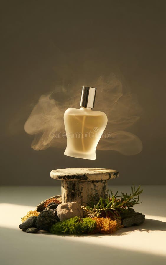 Perfume Bottle Mockup Design with Yellow Liquid Stock Illustration ...