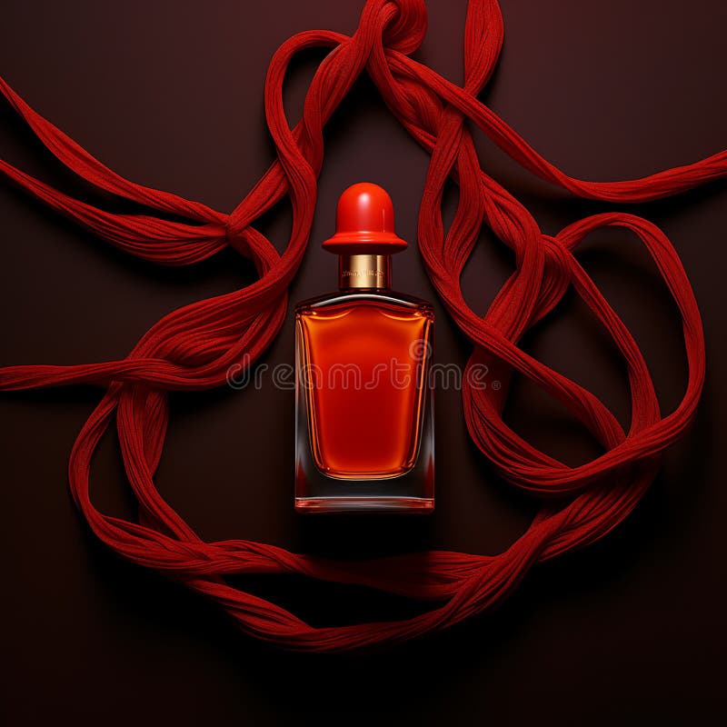Perfume Bottle Mockup with Red Lighting on Black Background. Stock ...