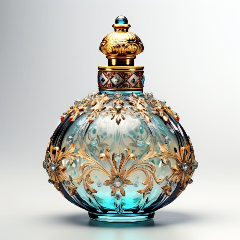 Perfume Bottle with Ornament on White Background Stock Illustration ...
