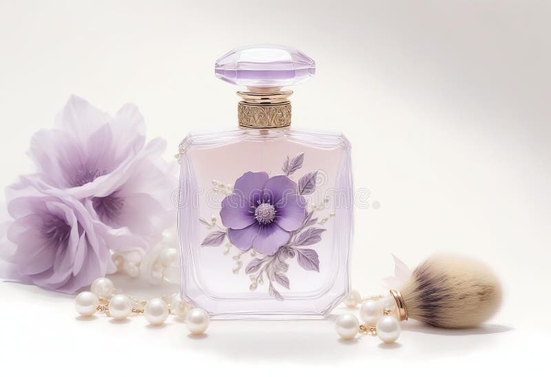 Perfume Bottle Pearls Many Purple Flowers Stock Illustration ...