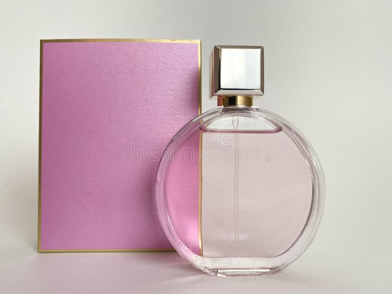 Perfume Bottle from a Pink Box on an Isolated Background with Mockup ...