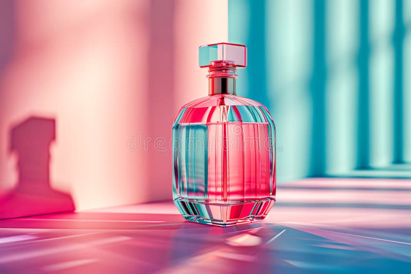 Perfume Bottle in a Pink Glass Bottle with an Angular Shape. AI ...