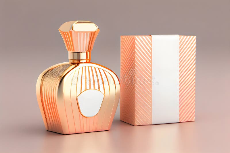 Perfume Bottle and Premium Packaging Box on a Grey Background. AI ...