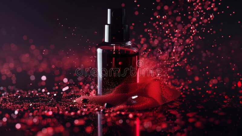 Perfume Bottle with Red Sparkles and Bokeh Effect Stock Photo - Image ...