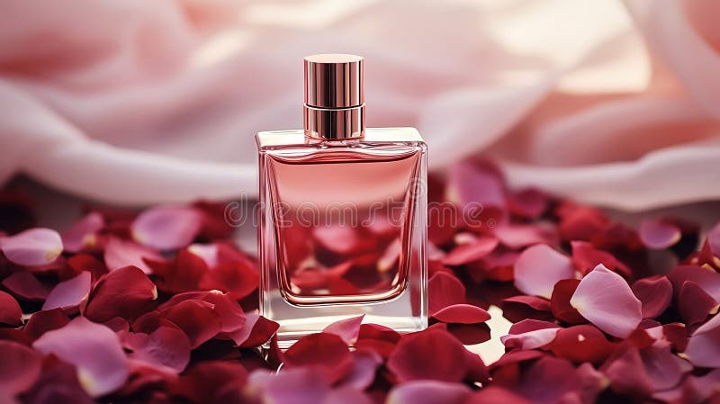 Perfume Bottle with Rose Petals on a Soft Background. Generative AI ...