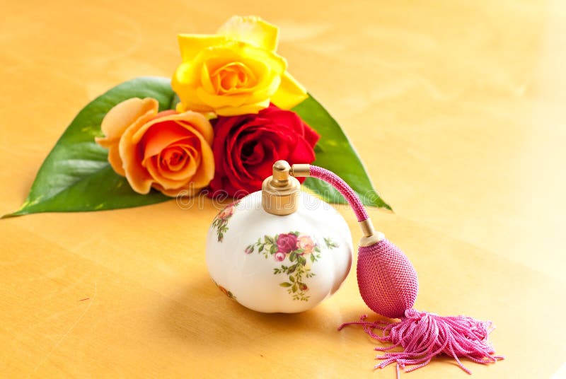 Perfume Bottle with Roses stock photo. Image of pamper - 15523794