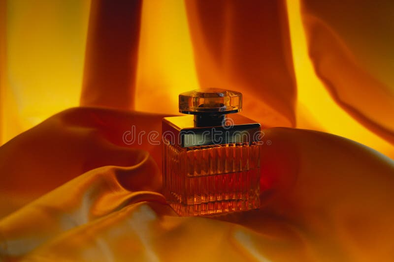 Perfume Bottle on Silky Cloth Stock Image - Image of glass, background ...