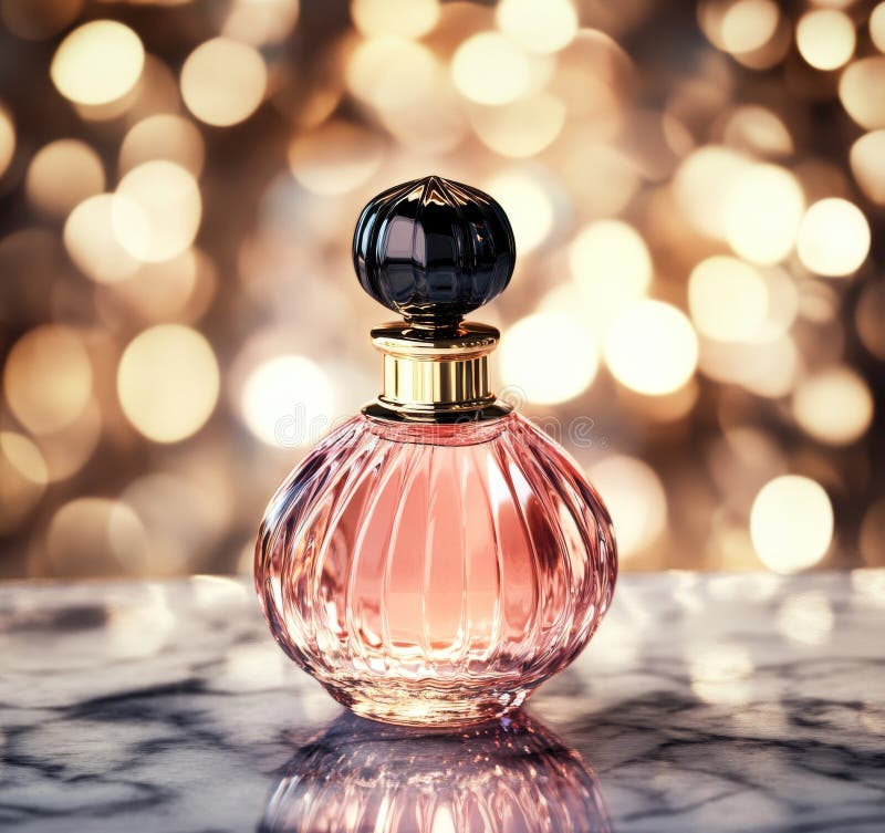 A Perfume Bottle Sits on a Marble Table, Adorned with Sparkles ...