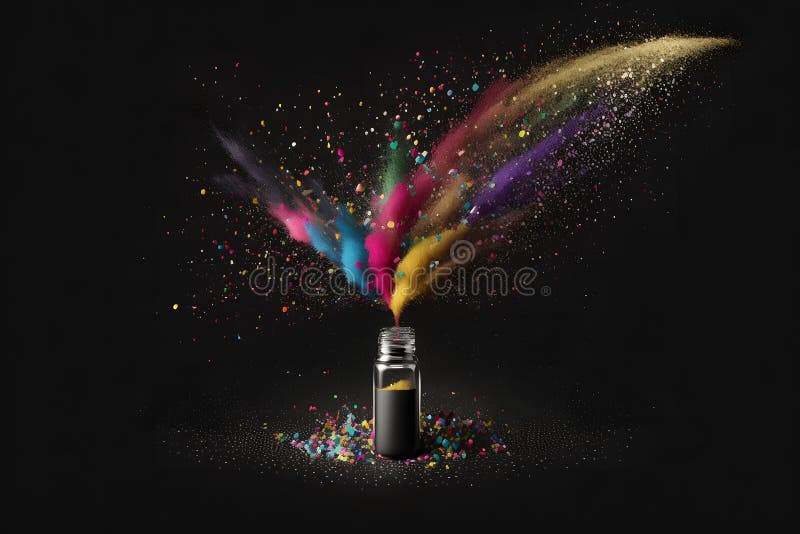 Perfume Bottle Splash of Colored Sand Paint. Neural Network Generated ...