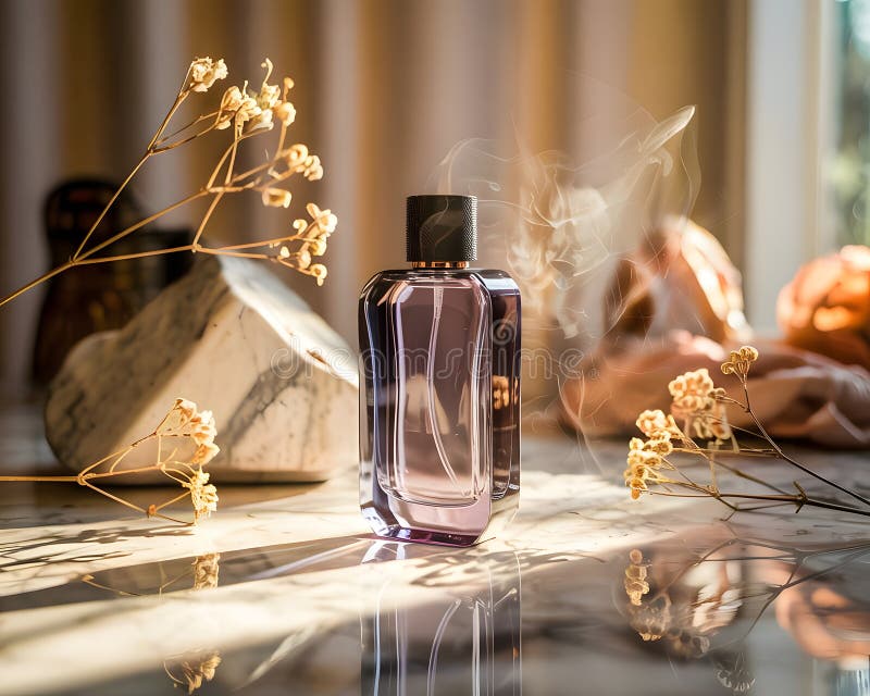 Perfume Bottle with Spring Flower and Shiny Background, Generated with ...