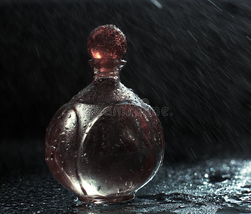Perfume Bottle and Water Drops Stock Photo - Image of fragrance ...