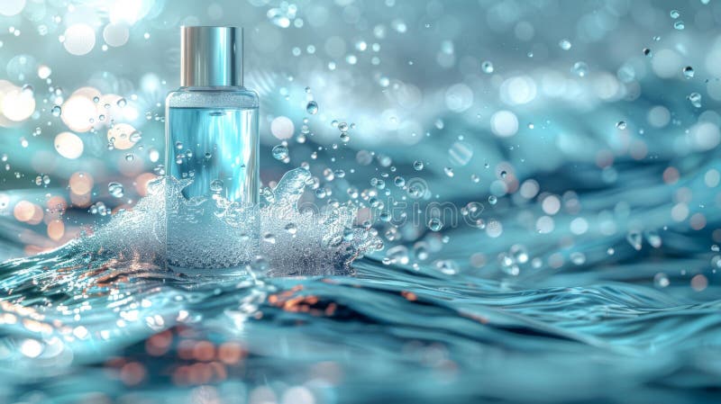 Perfume Bottle in Water Splash - Generative Ai Stock Illustration ...