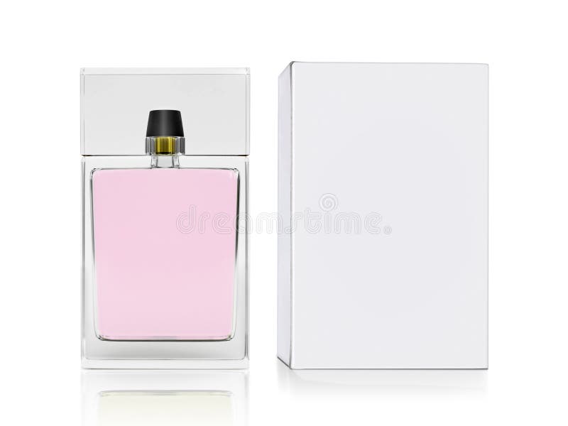 Perfume Bottle and White Packaging Box Stock Image - Image of blank ...