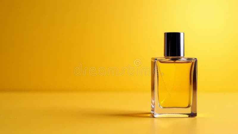 Perfume Bottle on Yellow Background Stock Photo - Image of aroma ...
