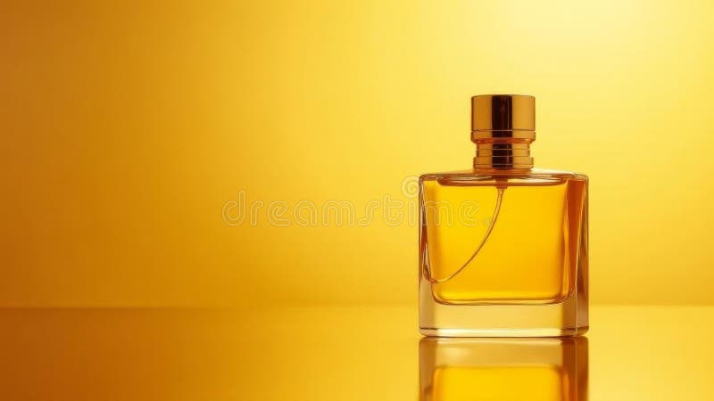 Perfume Bottle on Yellow Background Stock Photo - Image of chemical ...