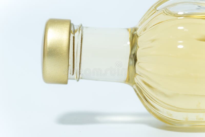 Perfume Bottle with Yellow Liquid Isolated on White Background Stock ...
