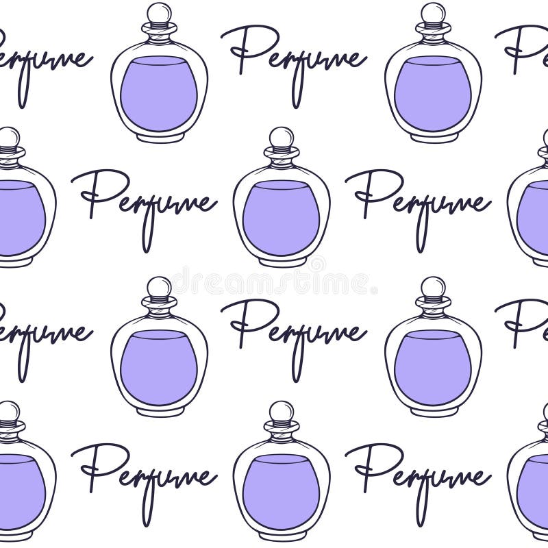 Perfume Bottles Pattern, with Lettering, in Minimalist Style Featuring ...