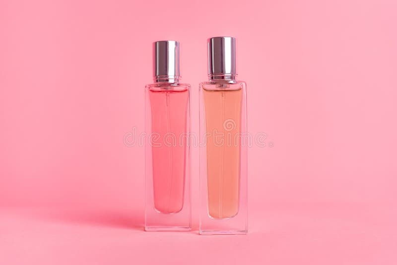 Perfume Bottles on a Pink Background . Aromatherapy. the Scent of ...