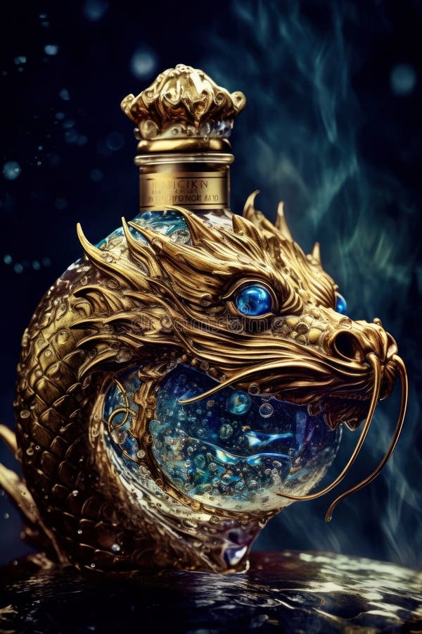 Perfume with Chinese Dragon Elements Stock Illustration - Illustration ...