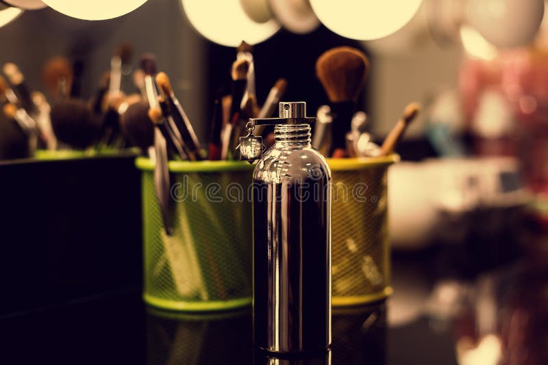 Perfume with Cosmetics Tools Stock Image - Image of beautician, female ...