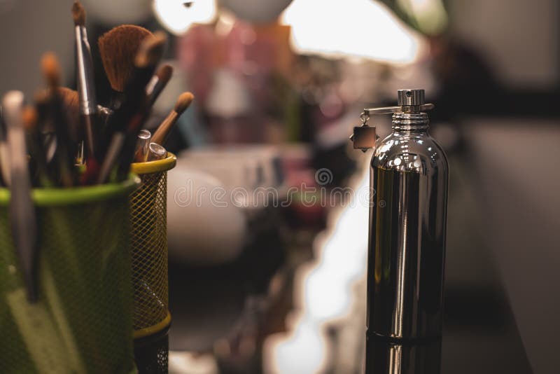 Perfume with Cosmetics Tools Stock Image - Image of beautician, female ...