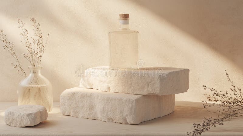 The Perfume Display Podium Stands Elegantly on a Soft Pastel-toned ...